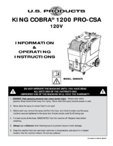 USP manual - PL56041957 - King Cobra 1200 Pro-CSA 120V - HydraMaster